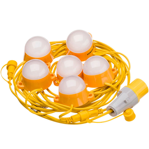 110V Yellow LED Festoon Kits For Site Use | 12M, 22M & 50M Lengths