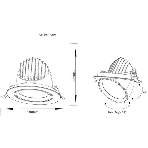 30/35/40 Watt Round LED Recessed Adjustable Downlight (3CCT) | SA3040C