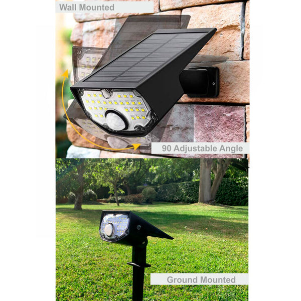 BSL004 Solar PIR Security LED Spike/Flood Light - Twin Pack