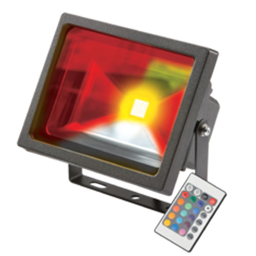 10 Watt RGB Colour Changing LED Floodlight & Remote Control (IP65)